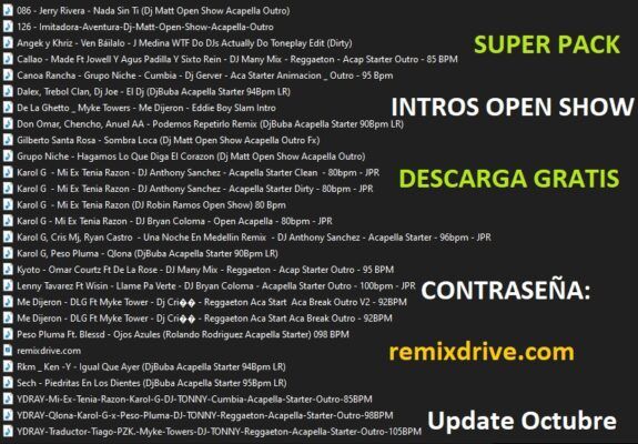 MUSICA OPEN SHOW – Pack 8 Diciembre 2024 – Utilidades Djs