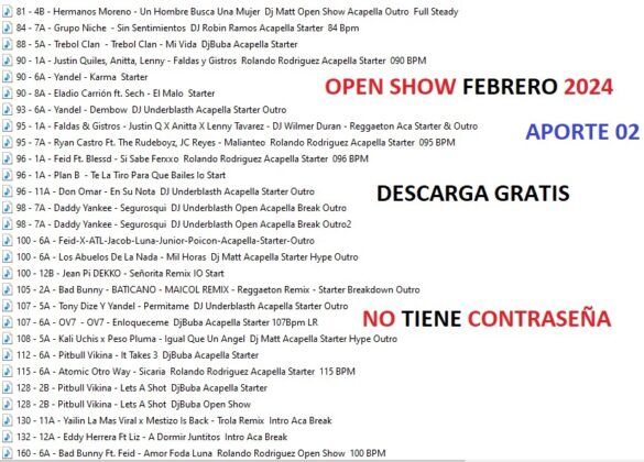 MUSICA OPEN SHOW – Pack 8 Diciembre 2024 – Utilidades Djs