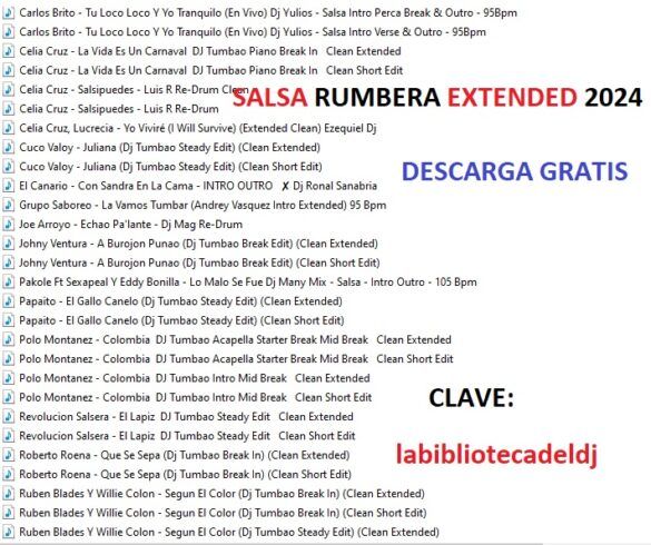 Pack De Salsa Rumbera Extended Mayo 2024 – Utilidades Para Djs