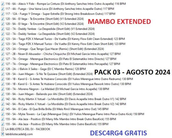 PACK MAMBO EXTENDED 2025 – PACK 3 – Utilidades Djs